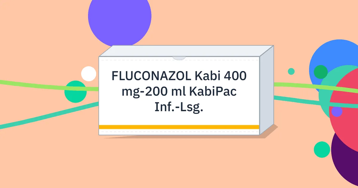 Symbolbild: Packung mit der Aufschrift FLUCONAZOL Kabi 400 mg-200 ml KabiPac Inf.-Lsg. (PZN 07423583) – Verfügbarkeit und Bezug in Apotheken in Frankfurt am Main