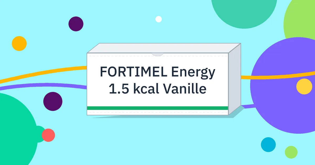 Symbolbild: Packung mit der Aufschrift FORTIMEL Energy 1.5 kcal Vanille (PZN 20168687) – Verfügbarkeit und Bezug in Apotheken in Frankfurt am Main