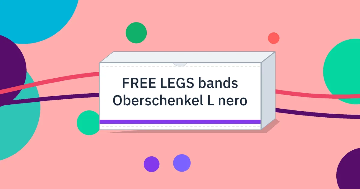 Symbolbild: Packung mit der Aufschrift FREE LEGS bands Oberschenkel L nero (PZN 16175256) – Verfügbarkeit und Bezug in Apotheken in Frankfurt am Main