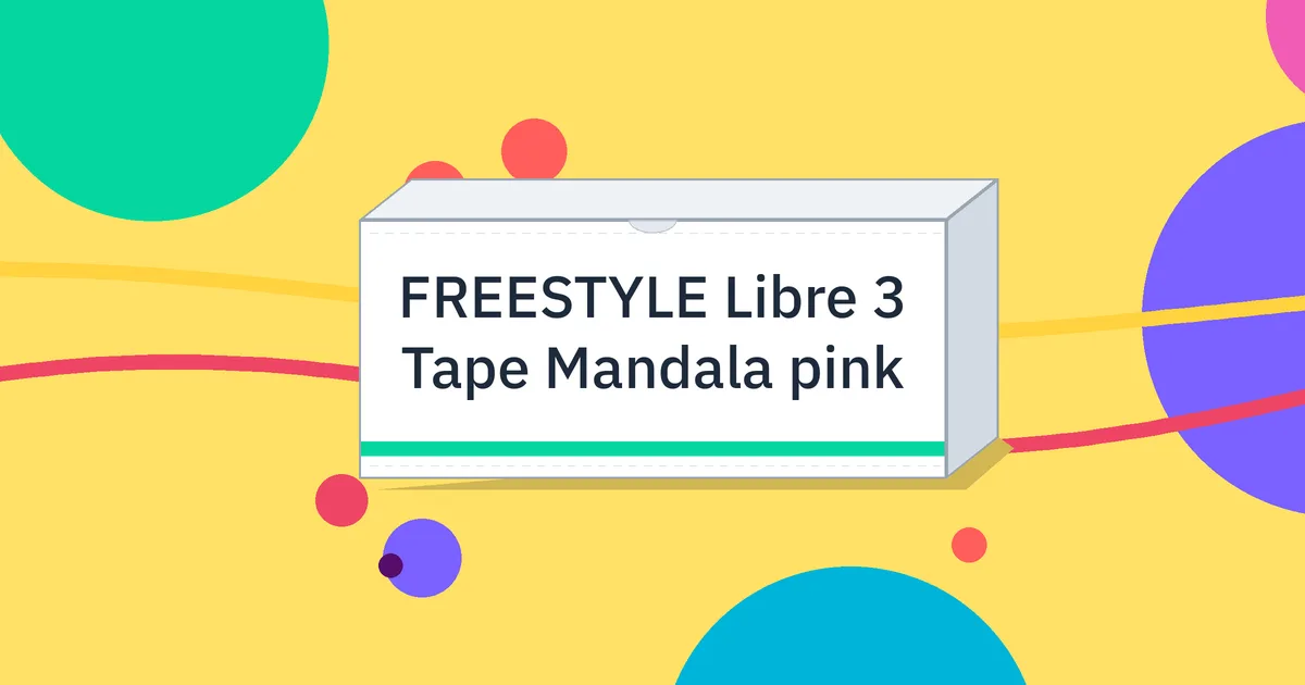 Symbolbild: Packung mit der Aufschrift FREESTYLE Libre 3 Tape Mandala pink (PZN 18178572) – Verfügbarkeit und Bezug in Apotheken in Frankfurt am Main