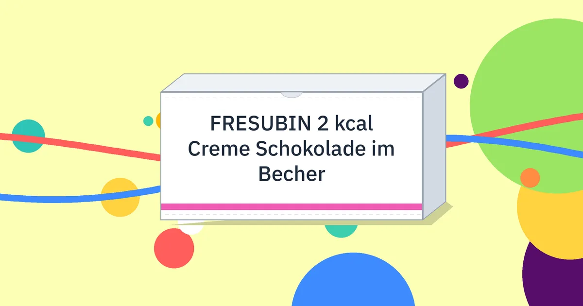 Symbolbild: Packung mit der Aufschrift FRESUBIN 2 kcal Creme Schokolade im Becher (PZN 11590737) – Verfügbarkeit und Bezug in Apotheken in Frankfurt am Main