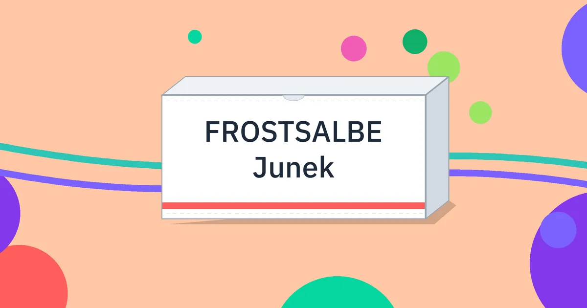 Symbolbild: Packung mit der Aufschrift FROSTSALBE Junek (PZN 10389111) – Verfügbarkeit und Bezug in Apotheken in Frankfurt am Main