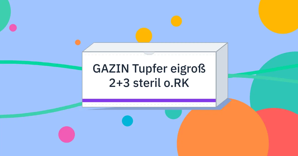 Symbolbild: Packung mit der Aufschrift GAZIN Tupfer eigroß 2+3 steril o.RK (PZN 15997826) – Verfügbarkeit und Bezug in Apotheken in Frankfurt am Main