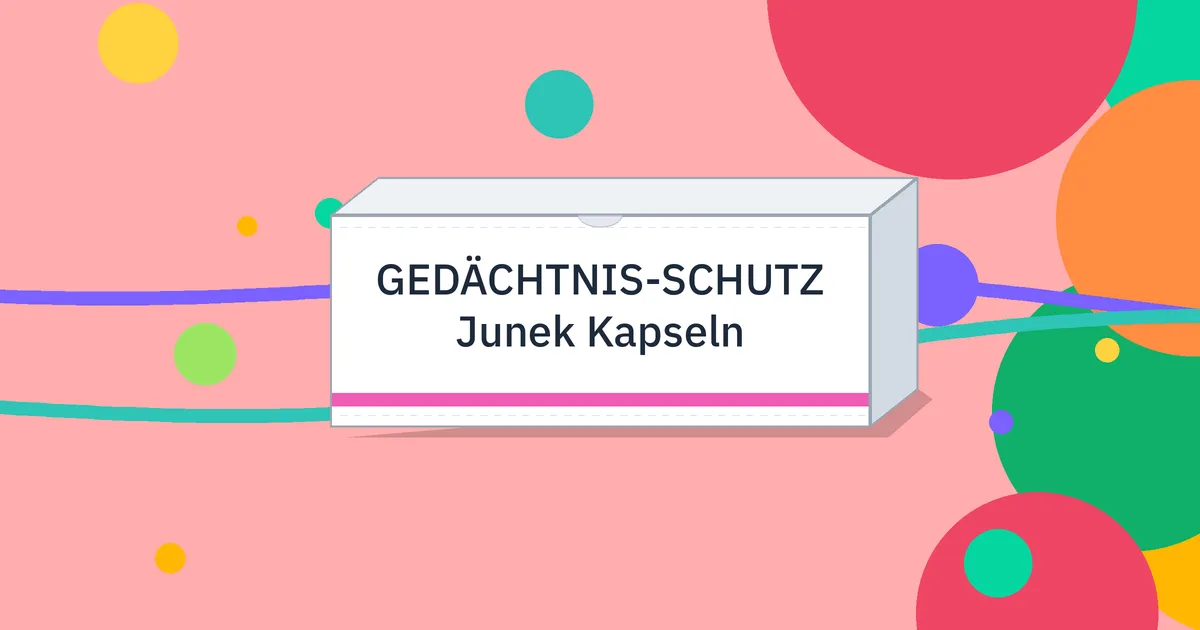Symbolbild: Packung mit der Aufschrift GEDÄCHTNIS-SCHUTZ Junek Kapseln (PZN 03020670) – Verfügbarkeit und Bezug in Apotheken in Frankfurt am Main