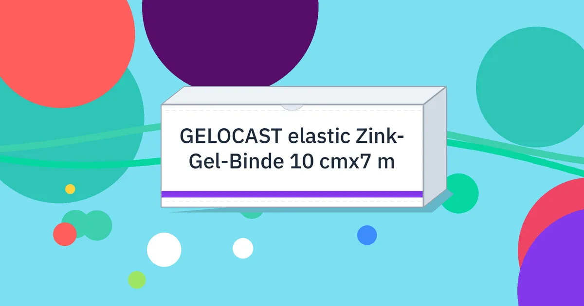 Symbolbild: Packung mit der Aufschrift GELOCAST elastic Zink-Gel-Binde 10 cmx7 m (PZN 15316476) – Verfügbarkeit und Bezug in Apotheken in Frankfurt am Main