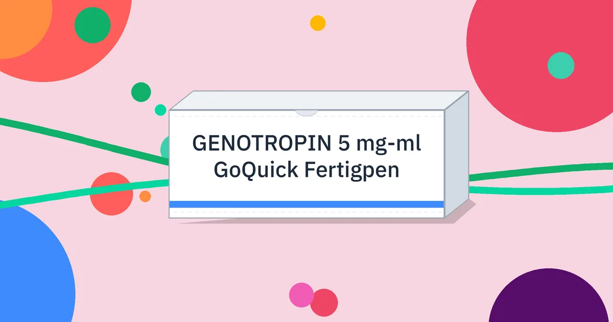 Symbolbild: Packung mit der Aufschrift GENOTROPIN 5 mg-ml GoQuick Fertigpen (PZN 07572308) – Verfügbarkeit und Bezug in Apotheken in Frankfurt am Main
