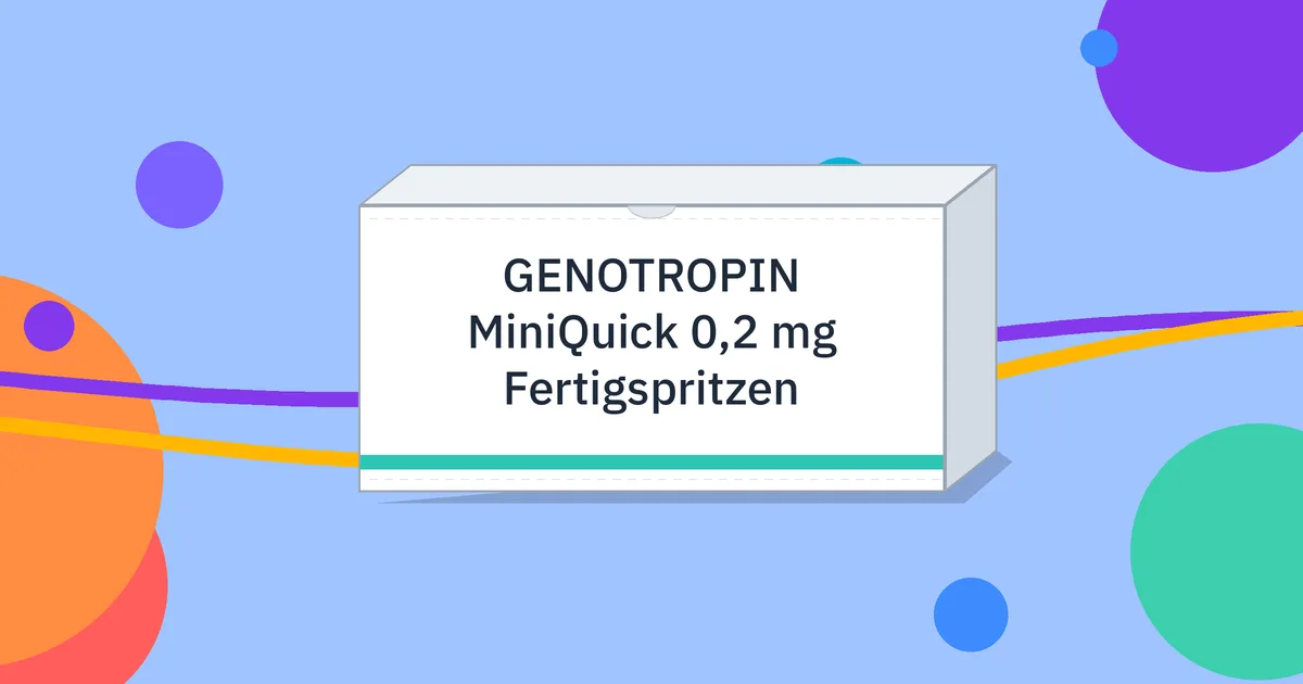 Symbolbild: Packung mit der Aufschrift GENOTROPIN MiniQuick 0,2 mg Fertigspritzen (PZN 02833187) – Verfügbarkeit und Bezug in Apotheken in Frankfurt am Main