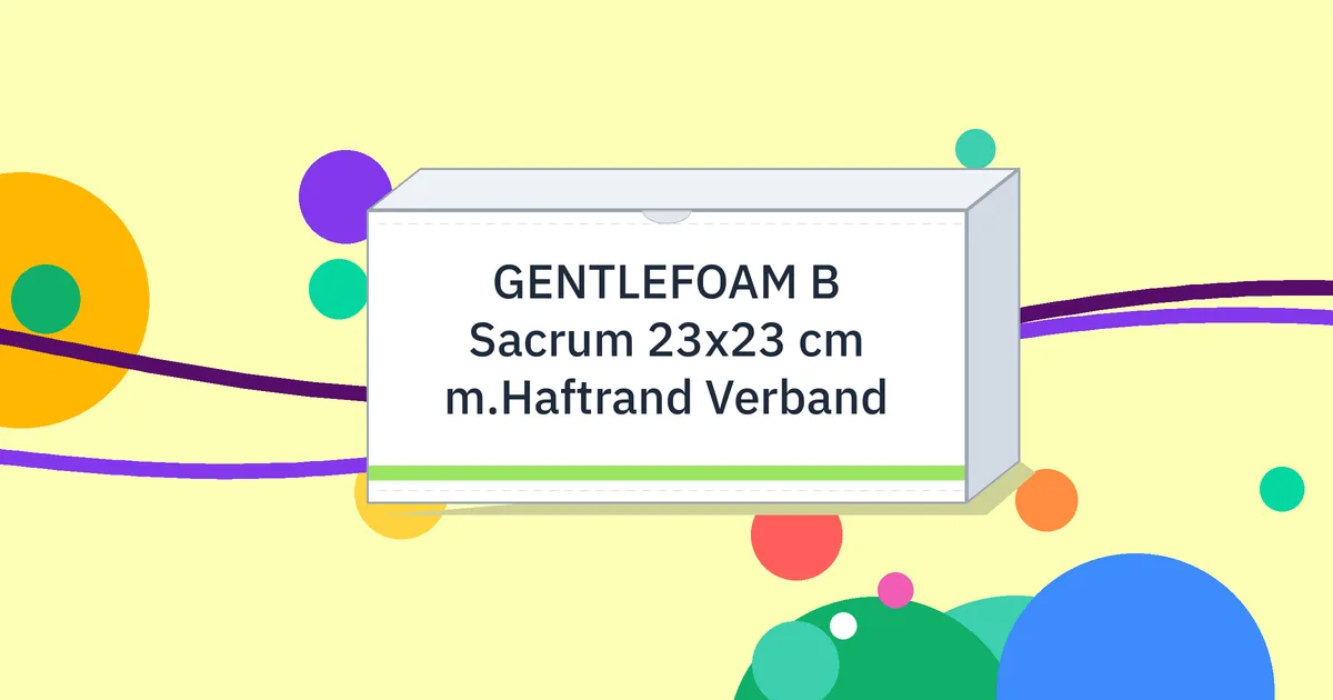 Symbolbild: Packung mit der Aufschrift GENTLEFOAM B Sacrum 23x23 cm m.Haftrand Verband (PZN 19721179) – Verfügbarkeit und Bezug in Apotheken in Frankfurt am Main