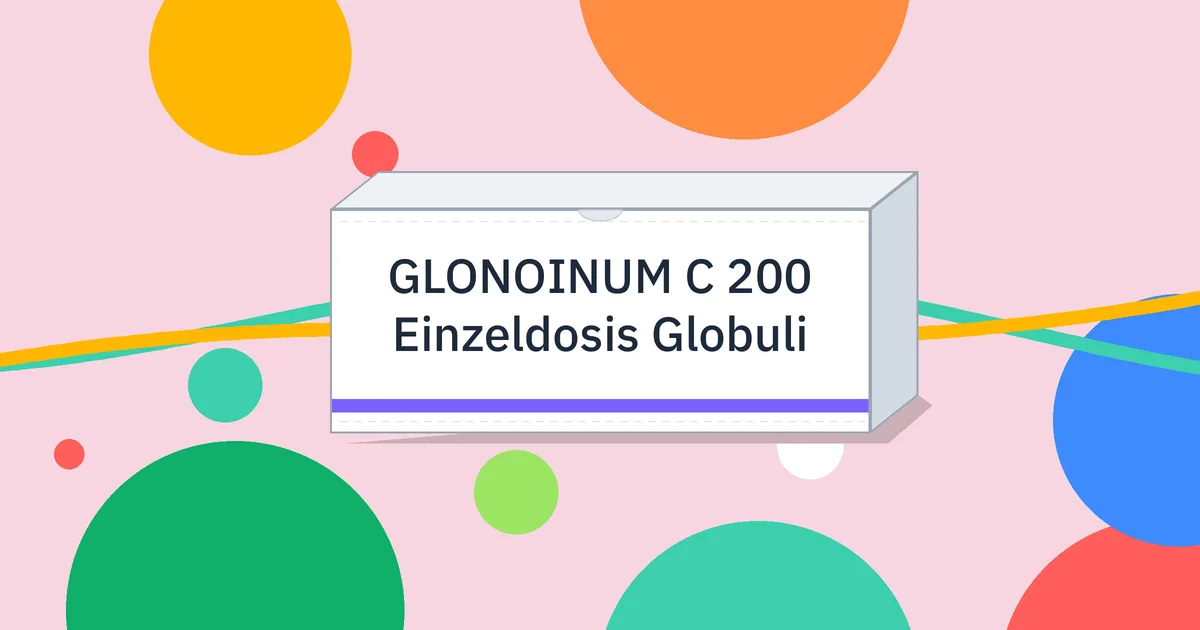 Symbolbild: Packung mit der Aufschrift GLONOINUM C 200 Einzeldosis Globuli (PZN 01544073) – Verfügbarkeit und Bezug in Apotheken in Frankfurt am Main
