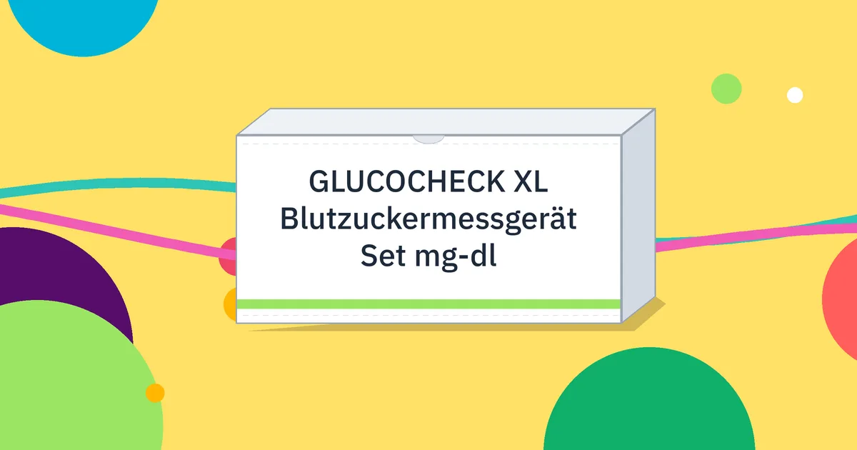 Symbolbild: Packung mit der Aufschrift GLUCOCHECK XL Blutzuckermessgerät Set mg-dl (PZN 07543502) – Verfügbarkeit und Bezug in Apotheken in Frankfurt am Main