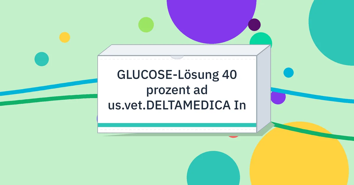 Symbolbild: Packung mit der Aufschrift GLUCOSE-Lösung 40 prozent ad us.vet.DELTAMEDICA In (PZN 15638642) – Verfügbarkeit und Bezug in Apotheken in Frankfurt am Main