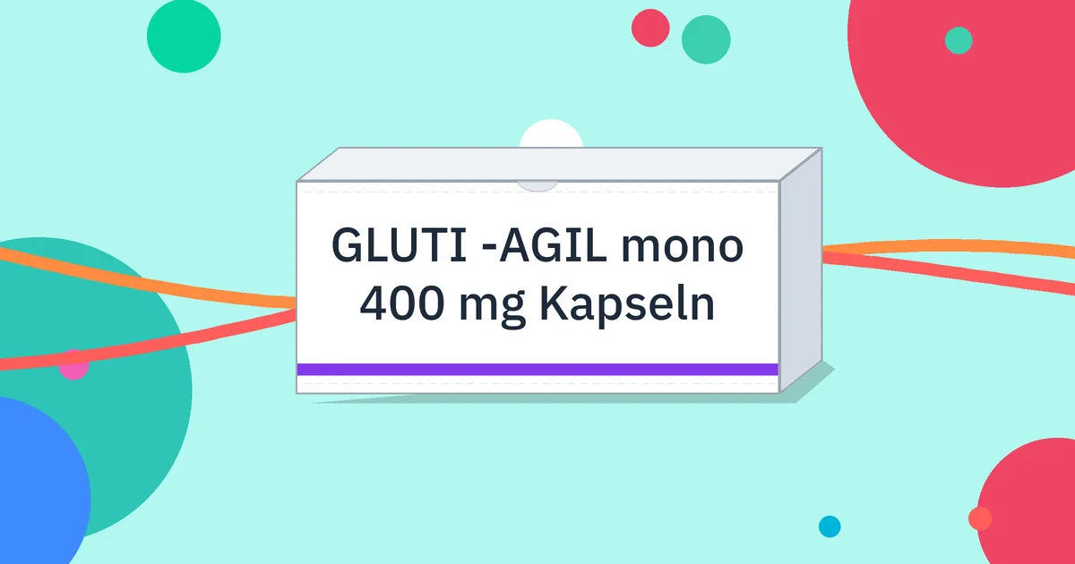 Symbolbild: Packung mit der Aufschrift GLUTI -AGIL mono 400 mg Kapseln (PZN 13251293) – Verfügbarkeit und Bezug in Apotheken in Frankfurt am Main