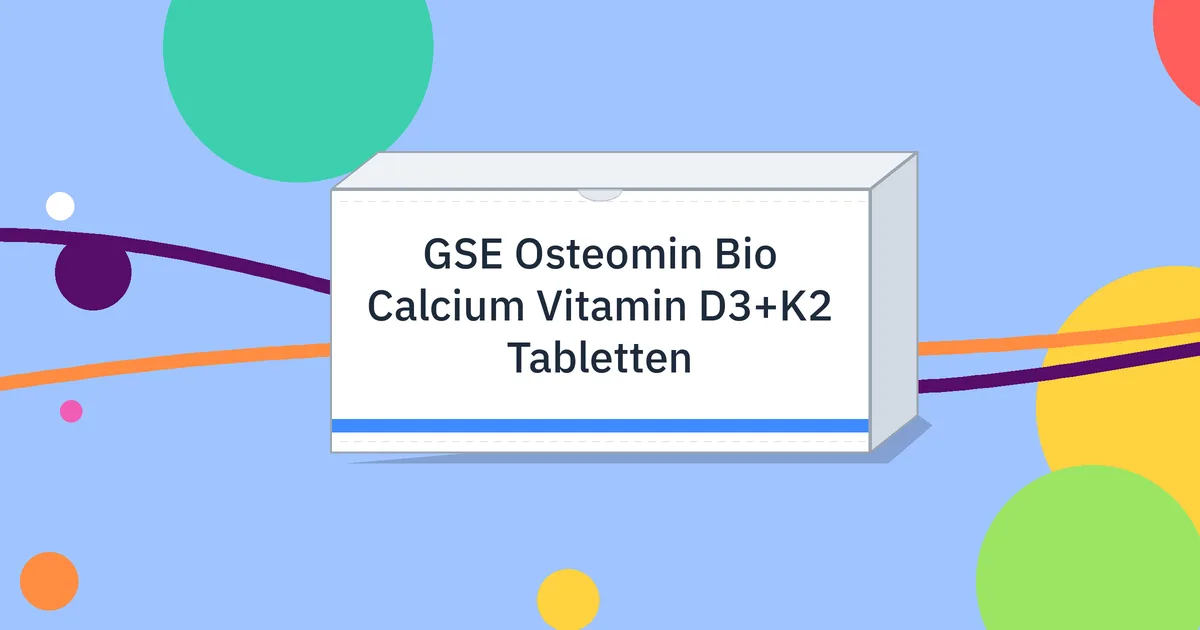 Symbolbild: Packung mit der Aufschrift GSE Osteomin Bio Calcium Vitamin D3+K2 Tabletten (PZN 18076216) – Verfügbarkeit und Bezug in Apotheken in Frankfurt am Main