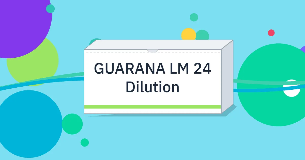 Symbolbild: Packung mit der Aufschrift GUARANA LM 24 Dilution (PZN 12883192) – Verfügbarkeit und Bezug in Apotheken in Frankfurt am Main