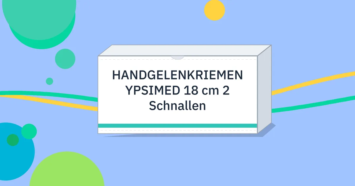 Symbolbild: Packung mit der Aufschrift HANDGELENKRIEMEN YPSIMED 18 cm 2 Schnallen (PZN 04990459) – Verfügbarkeit und Bezug in Apotheken in Frankfurt am Main