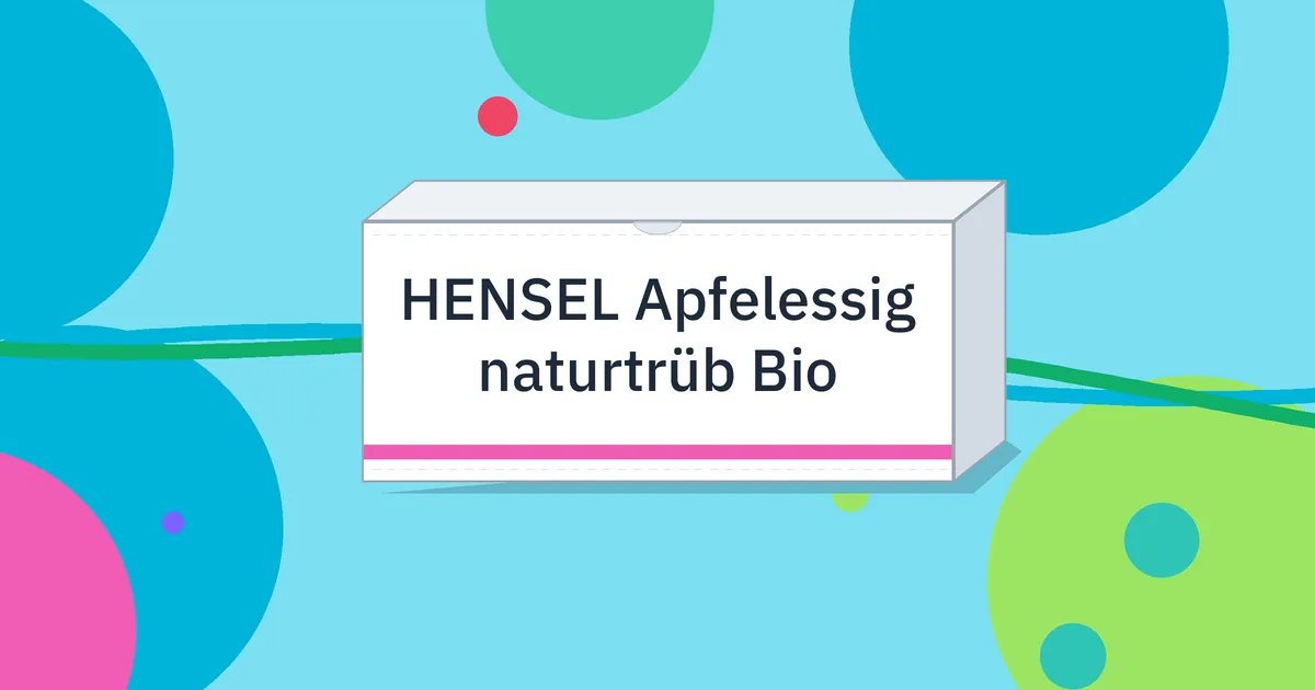 Symbolbild: Packung mit der Aufschrift HENSEL Apfelessig naturtrüb Bio (PZN 06078670) – Verfügbarkeit und Bezug in Apotheken in Frankfurt am Main