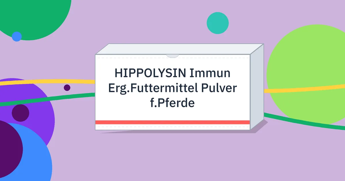 Symbolbild: Packung mit der Aufschrift HIPPOLYSIN Immun Erg.Futtermittel Pulver f.Pferde (PZN 16121088) – Verfügbarkeit und Bezug in Apotheken in Frankfurt am Main