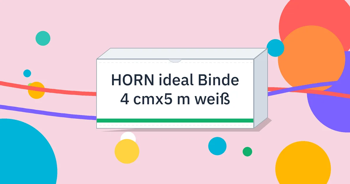 Symbolbild: Packung mit der Aufschrift HORN ideal Binde 4 cmx5 m weiß (PZN 04313227) – Verfügbarkeit und Bezug in Apotheken in Frankfurt am Main