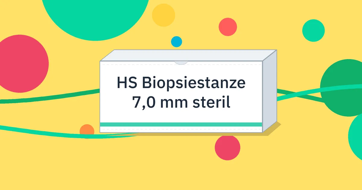 Symbolbild: Packung mit der Aufschrift HS Biopsiestanze 7,0 mm steril (PZN 12570197) – Verfügbarkeit und Bezug in Apotheken in Frankfurt am Main