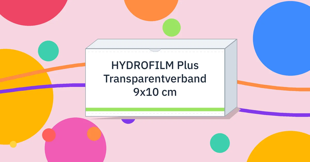 Symbolbild: Packung mit der Aufschrift HYDROFILM Plus Transparentverband 9x10 cm (PZN 00929523) – Verfügbarkeit und Bezug in Apotheken in Frankfurt am Main