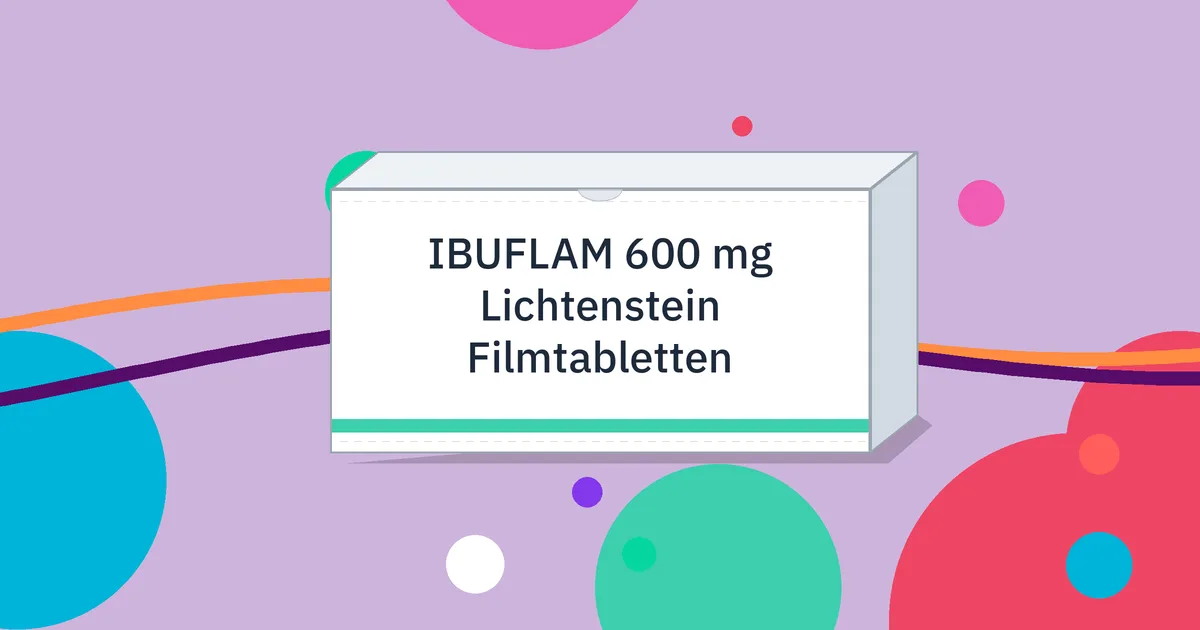 Symbolbild: Packung mit der Aufschrift IBUFLAM 600 mg Lichtenstein Filmtabletten (PZN 05499085) – Verfügbarkeit und Bezug in Apotheken in Frankfurt am Main