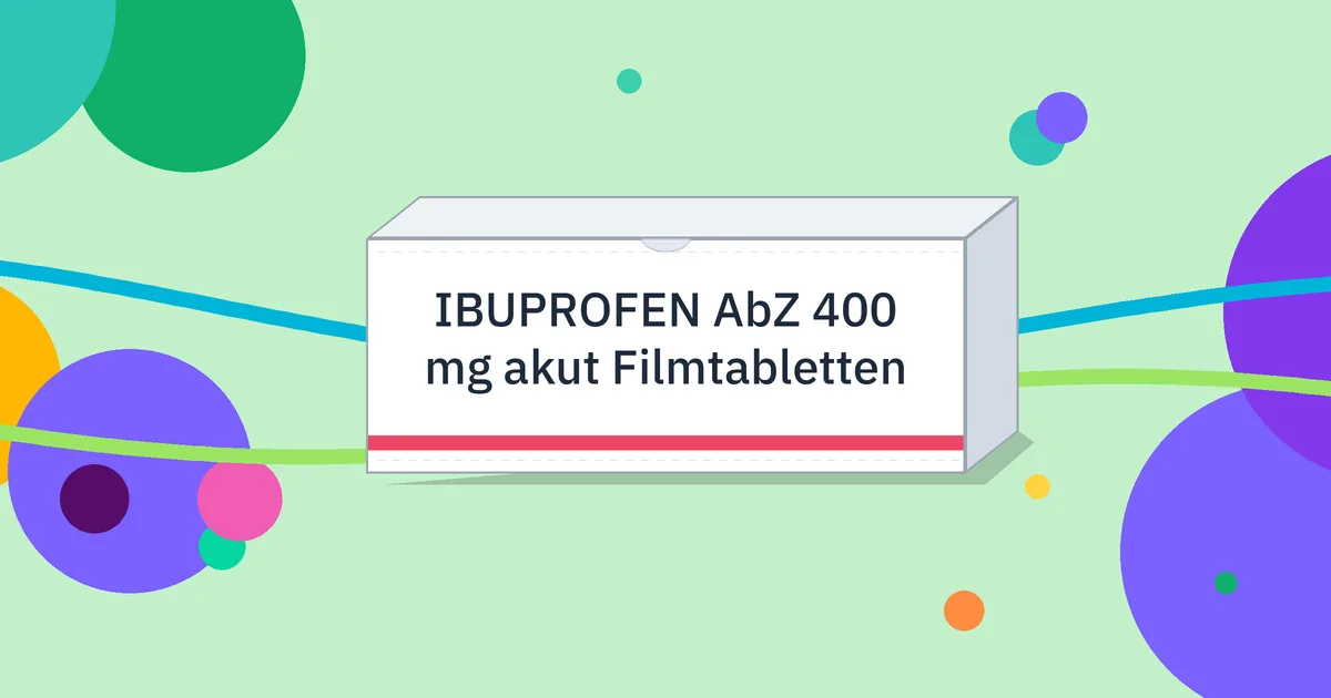 Symbolbild: Packung mit der Aufschrift IBUPROFEN AbZ 400 mg akut Filmtabletten (PZN 11722831) – Verfügbarkeit und Bezug in Apotheken in Frankfurt am Main