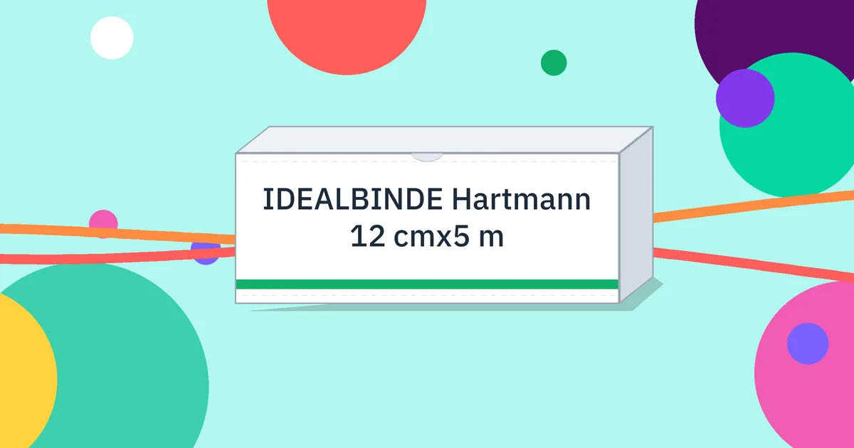 Symbolbild: Packung mit der Aufschrift IDEALBINDE Hartmann 12 cmx5 m (PZN 01574418) – Verfügbarkeit und Bezug in Apotheken in Frankfurt am Main