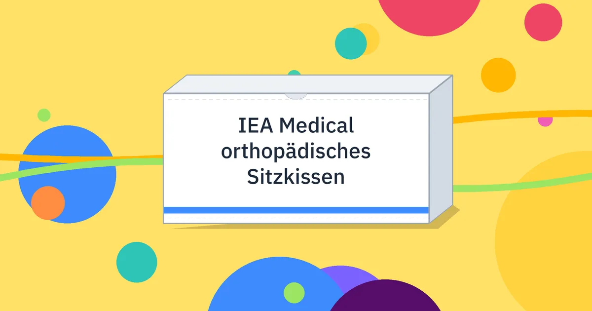 Symbolbild: Packung mit der Aufschrift IEA Medical orthopädisches Sitzkissen (PZN 19462335) – Verfügbarkeit und Bezug in Apotheken in Frankfurt am Main