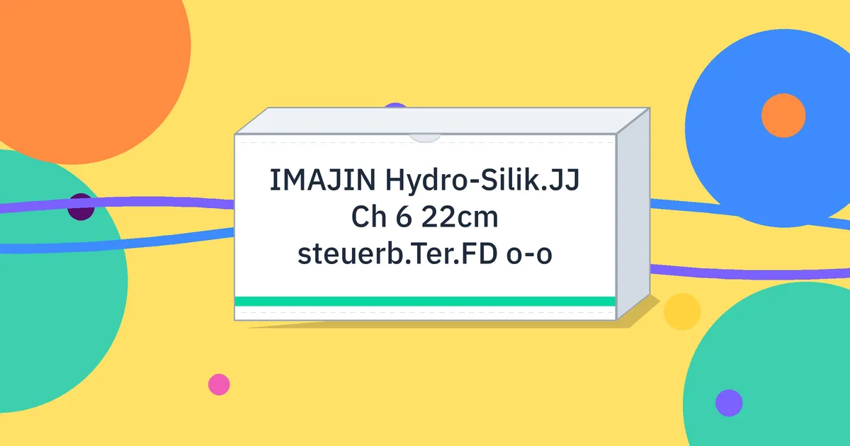 Symbolbild: Packung mit der Aufschrift IMAJIN Hydro-Silik.JJ Ch 6 22cm steuerb.Ter.FD o-o (PZN 17999048) – Verfügbarkeit und Bezug in Apotheken in Frankfurt am Main