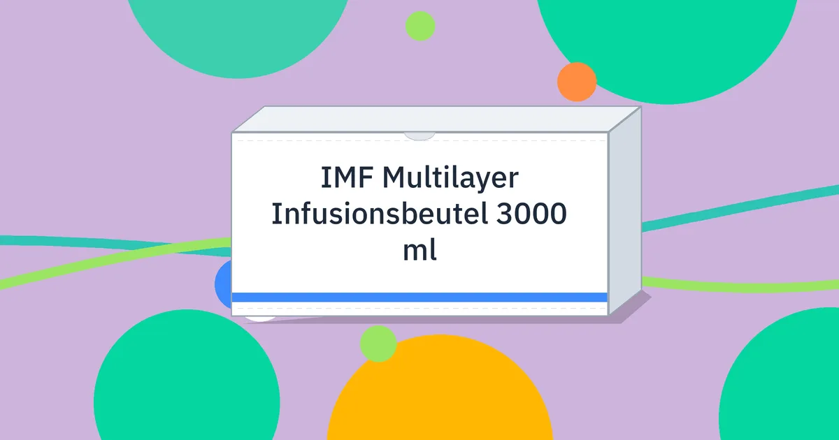 Symbolbild: Packung mit der Aufschrift IMF Multilayer Infusionsbeutel 3000 ml (PZN 19986676) – Verfügbarkeit und Bezug in Apotheken in Frankfurt am Main
