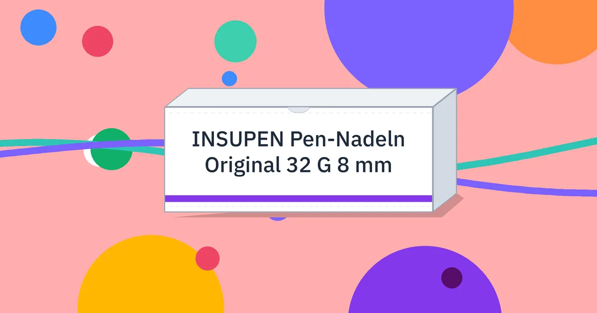 Symbolbild: Packung mit der Aufschrift INSUPEN Pen-Nadeln Original 32 G 8 mm (PZN 19194863) – Verfügbarkeit und Bezug in Apotheken in Frankfurt am Main