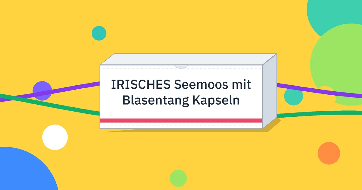 Symbolbild: Packung mit der Aufschrift IRISCHES Seemoos mit Blasentang Kapseln (PZN 19906507) – Verfügbarkeit und Bezug in Apotheken in Frankfurt am Main