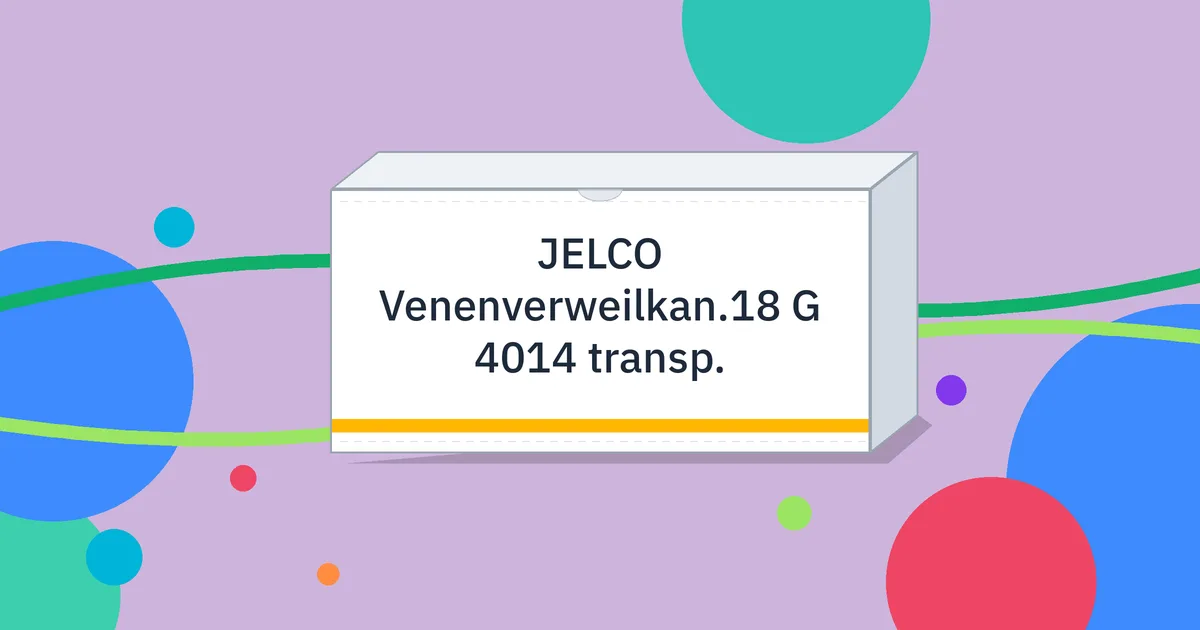Symbolbild: Packung mit der Aufschrift JELCO Venenverweilkan.18 G 4014 transp. (PZN 01105089) – Verfügbarkeit und Bezug in Apotheken in Frankfurt am Main