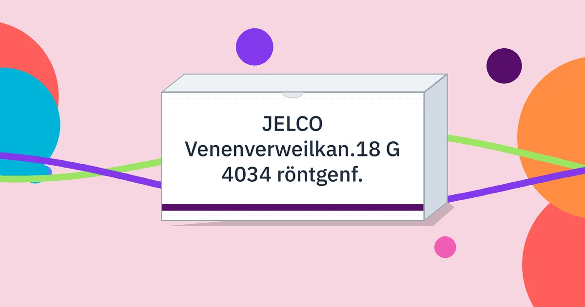 Symbolbild: Packung mit der Aufschrift JELCO Venenverweilkan.18 G 4034 röntgenf. (PZN 06796448) – Verfügbarkeit und Bezug in Apotheken in Frankfurt am Main