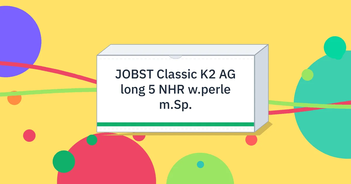 Symbolbild: Packung mit der Aufschrift JOBST Classic K2 AG long 5 NHR w.perle m.Sp. (PZN 10727039) – Verfügbarkeit und Bezug in Apotheken in Frankfurt am Main