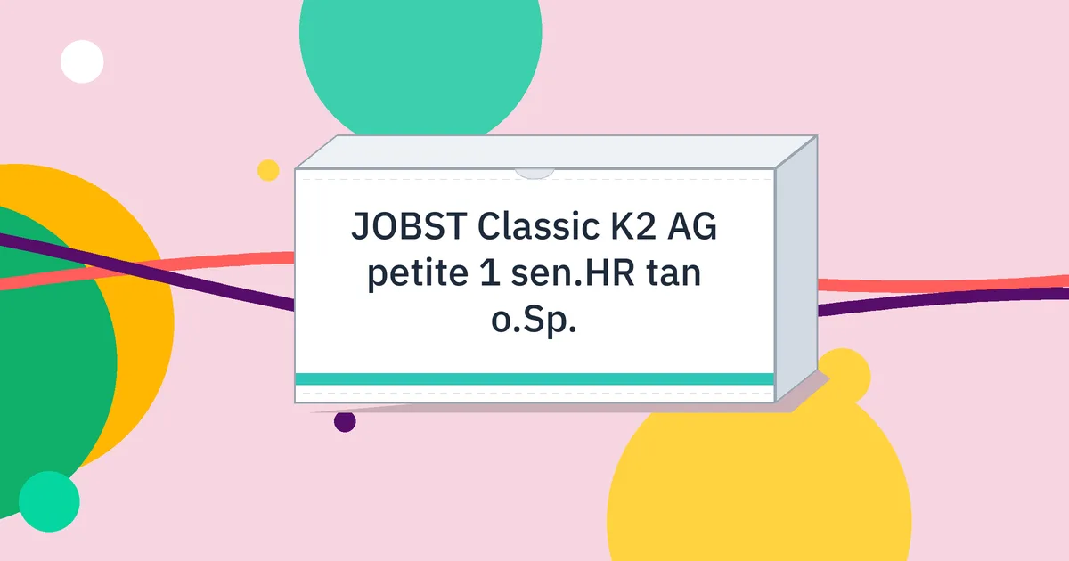 Symbolbild: Packung mit der Aufschrift JOBST Classic K2 AG petite 1 sen.HR tan o.Sp. (PZN 17961169) – Verfügbarkeit und Bezug in Apotheken in Frankfurt am Main