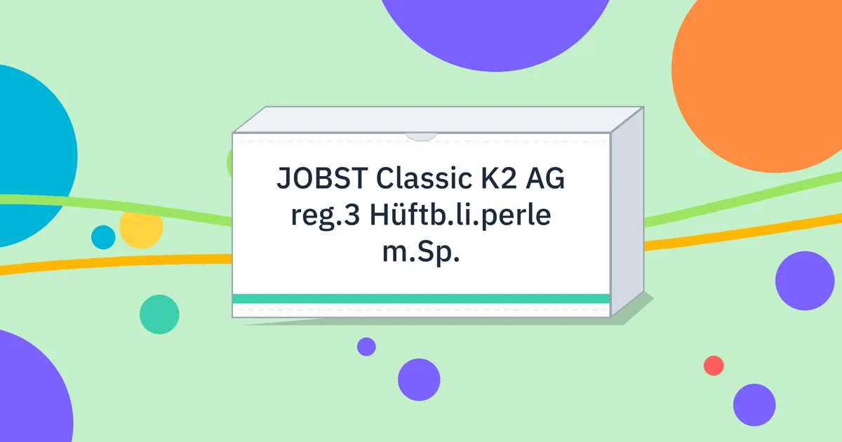 Symbolbild: Packung mit der Aufschrift JOBST Classic K2 AG reg.3 Hüftb.li.perle m.Sp. (PZN 13065969) – Verfügbarkeit und Bezug in Apotheken in Frankfurt am Main