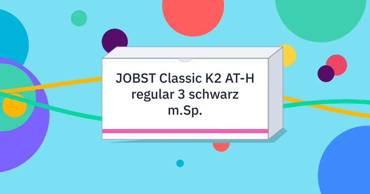 Symbolbild: Packung mit der Aufschrift JOBST Classic K2 AT-H regular 3 schwarz m.Sp. (PZN 13068815) – Verfügbarkeit und Bezug in Apotheken in Frankfurt am Main