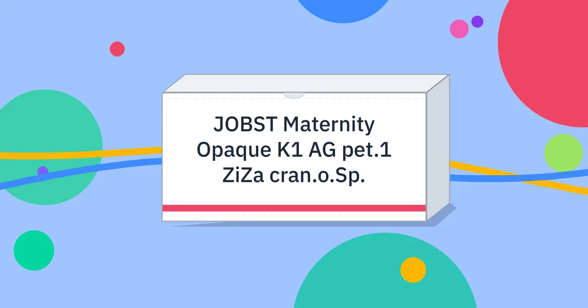 Symbolbild: Packung mit der Aufschrift JOBST Maternity Opaque K1 AG pet.1 ZiZa cran.o.Sp. (PZN 15857195) – Verfügbarkeit und Bezug in Apotheken in Frankfurt am Main
