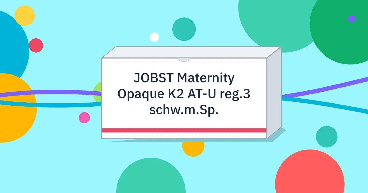 Symbolbild: Packung mit der Aufschrift JOBST Maternity Opaque K2 AT-U reg.3 schw.m.Sp. (PZN 15854067) – Verfügbarkeit und Bezug in Apotheken in Frankfurt am Main