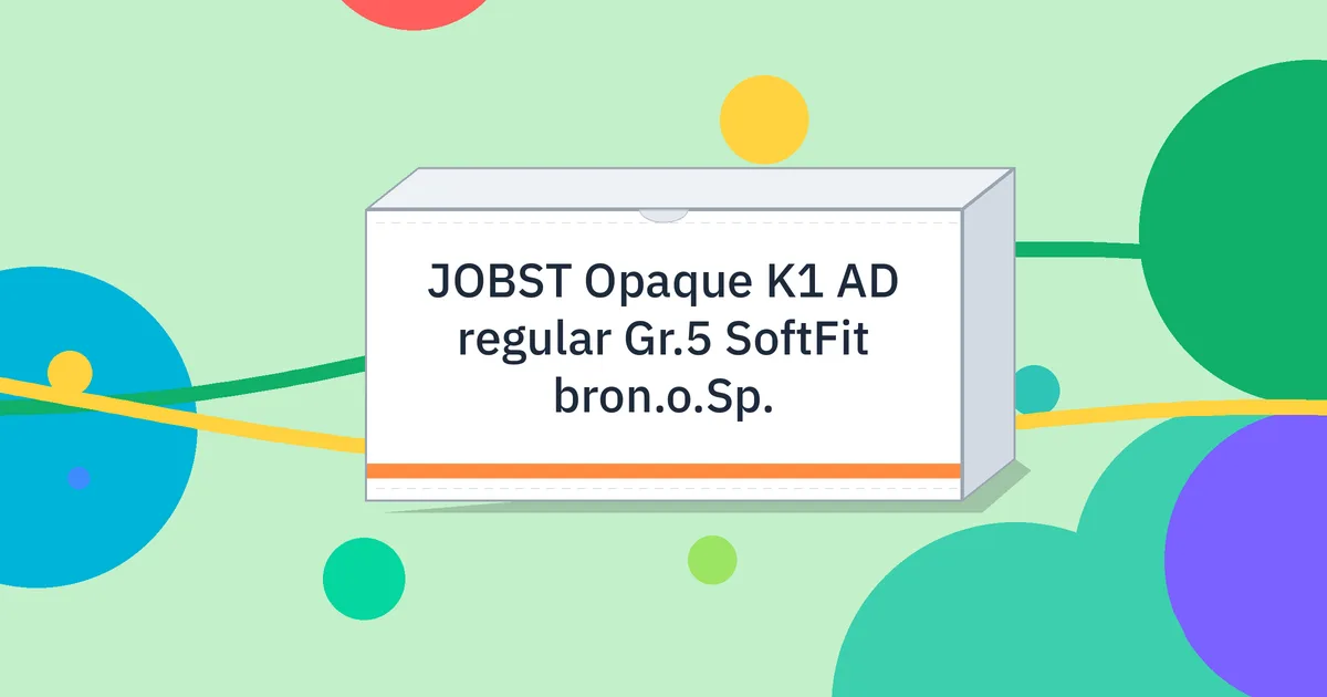 Symbolbild: Packung mit der Aufschrift JOBST Opaque K1 AD regular Gr.5 SoftFit bron.o.Sp. (PZN 13082867) – Verfügbarkeit und Bezug in Apotheken in Frankfurt am Main