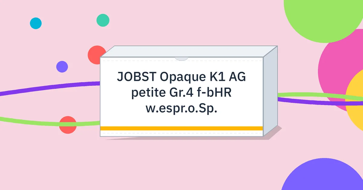 Symbolbild: Packung mit der Aufschrift JOBST Opaque K1 AG petite Gr.4 f-bHR w.espr.o.Sp. (PZN 16270859) – Verfügbarkeit und Bezug in Apotheken in Frankfurt am Main