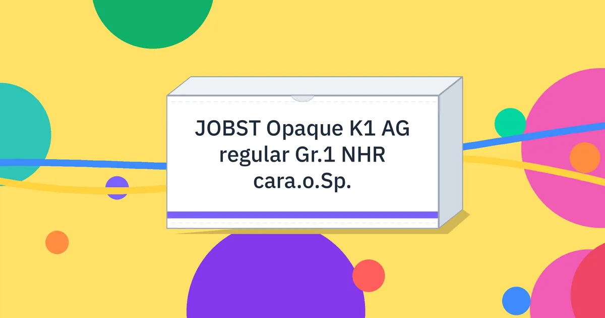 Symbolbild: Packung mit der Aufschrift JOBST Opaque K1 AG regular Gr.1 NHR cara.o.Sp. (PZN 13095108) – Verfügbarkeit und Bezug in Apotheken in Frankfurt am Main