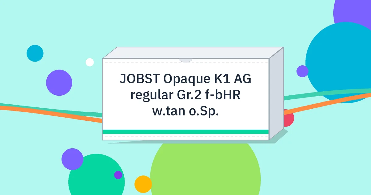 Symbolbild: Packung mit der Aufschrift JOBST Opaque K1 AG regular Gr.2 f-bHR w.tan o.Sp. (PZN 16266444) – Verfügbarkeit und Bezug in Apotheken in Frankfurt am Main