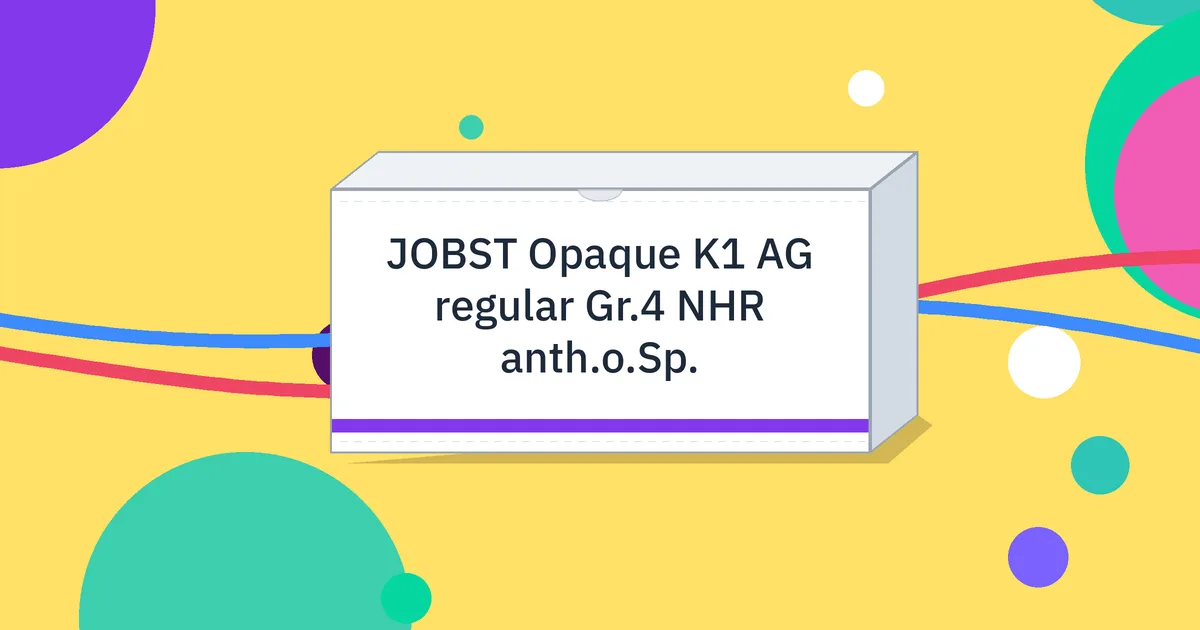 Symbolbild: Packung mit der Aufschrift JOBST Opaque K1 AG regular Gr.4 NHR anth.o.Sp. (PZN 16267900) – Verfügbarkeit und Bezug in Apotheken in Frankfurt am Main