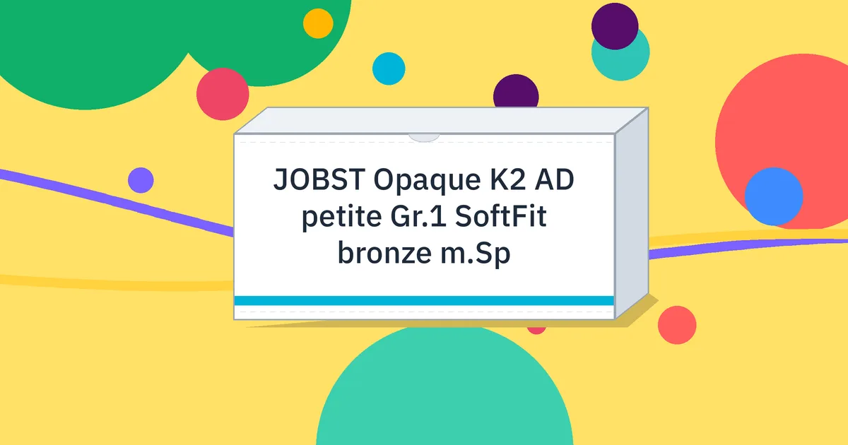 Symbolbild: Packung mit der Aufschrift JOBST Opaque K2 AD petite Gr.1 SoftFit bronze m.Sp (PZN 13109135) – Verfügbarkeit und Bezug in Apotheken in Frankfurt am Main