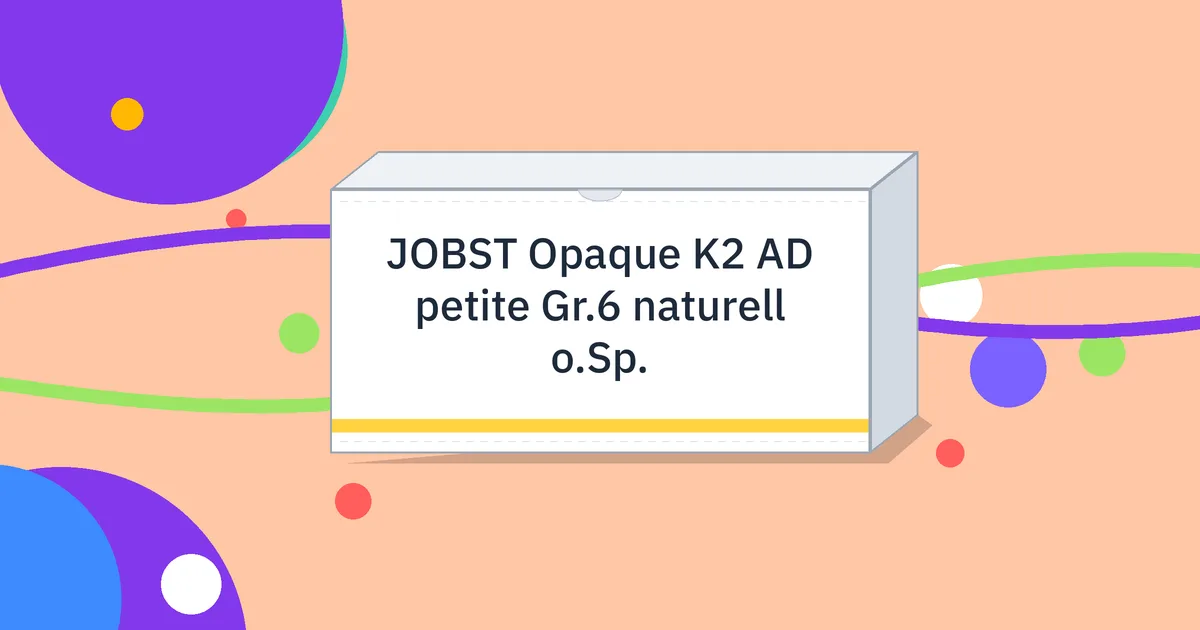 Symbolbild: Packung mit der Aufschrift JOBST Opaque K2 AD petite Gr.6 naturell o.Sp. (PZN 11252124) – Verfügbarkeit und Bezug in Apotheken in Frankfurt am Main