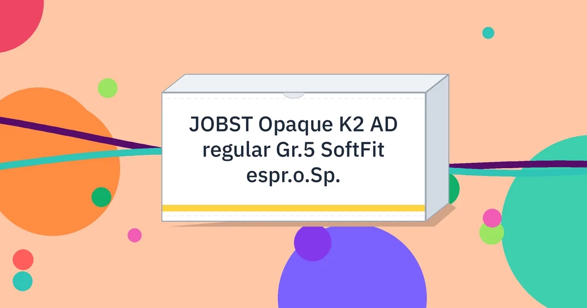 Symbolbild: Packung mit der Aufschrift JOBST Opaque K2 AD regular Gr.5 SoftFit espr.o.Sp. (PZN 16278252) – Verfügbarkeit und Bezug in Apotheken in Frankfurt am Main