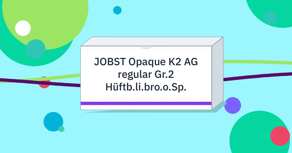 Symbolbild: Packung mit der Aufschrift JOBST Opaque K2 AG regular Gr.2 Hüftb.li.bro.o.Sp. (PZN 13115992) – Verfügbarkeit und Bezug in Apotheken in Frankfurt am Main