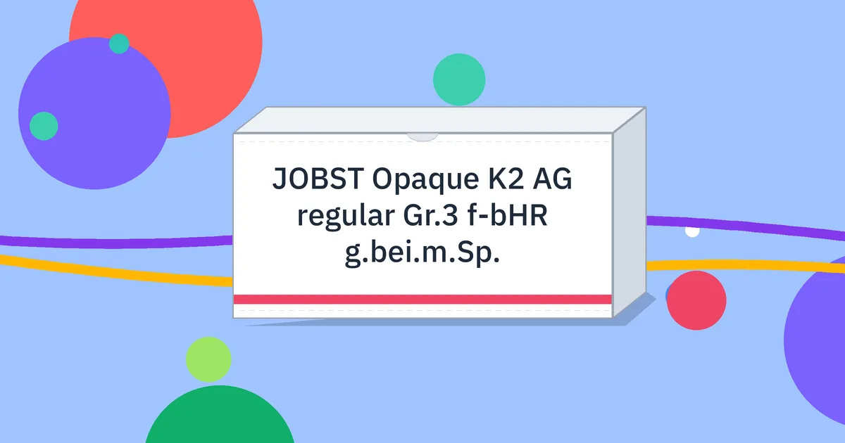 Symbolbild: Packung mit der Aufschrift JOBST Opaque K2 AG regular Gr.3 f-bHR g.bei.m.Sp. (PZN 16280094) – Verfügbarkeit und Bezug in Apotheken in Frankfurt am Main